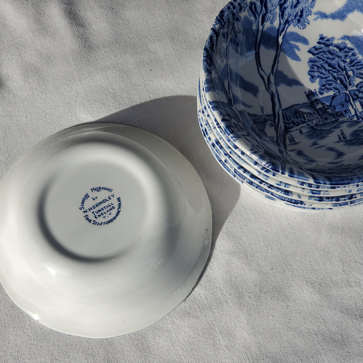 Set Of Seven Blue Toile Plates – The Antik Store